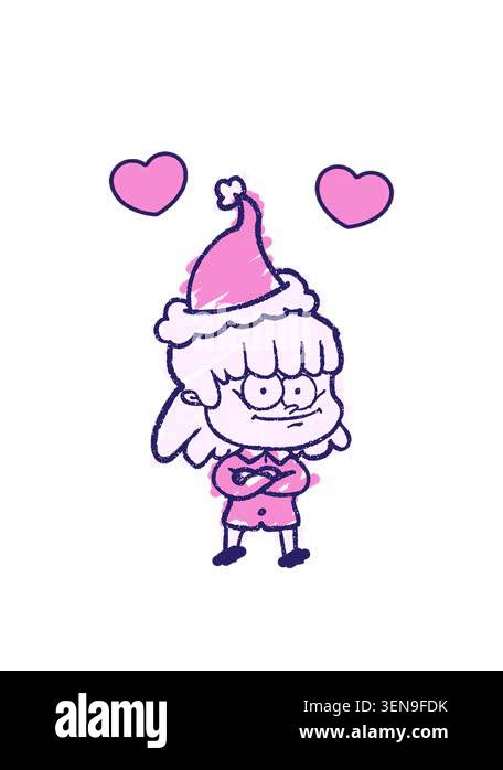 Cartoon character with a pink hat and glasses surrounded by hearts ...