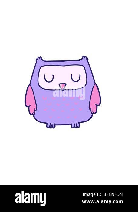 horizontally vibrating animation of cartoon owl drawing Stock Video ...