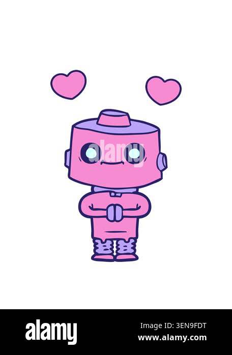 spinning hearts animation of cartoon robot design Stock Video Footage ...