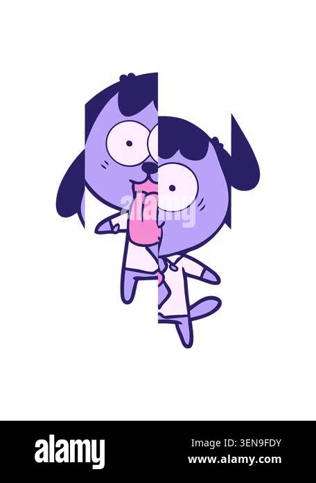 Cartoon character of a purple dog with big eyes and a tongue out, full ...