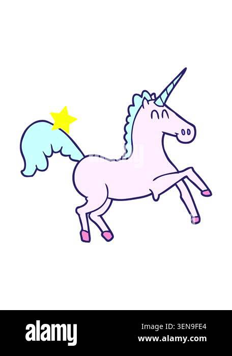 twinkling stars effect animation of cartoon unicorn image Stock Video ...