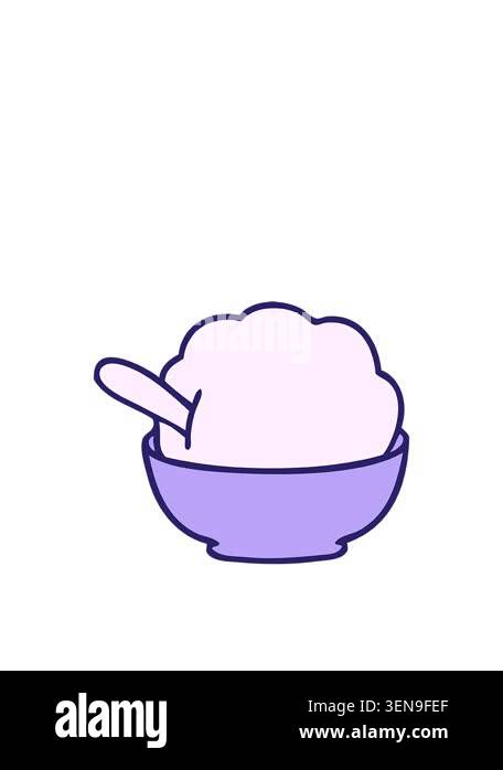 jumping motion animation of hand drawn quirky cartoon ice cream bowl ...