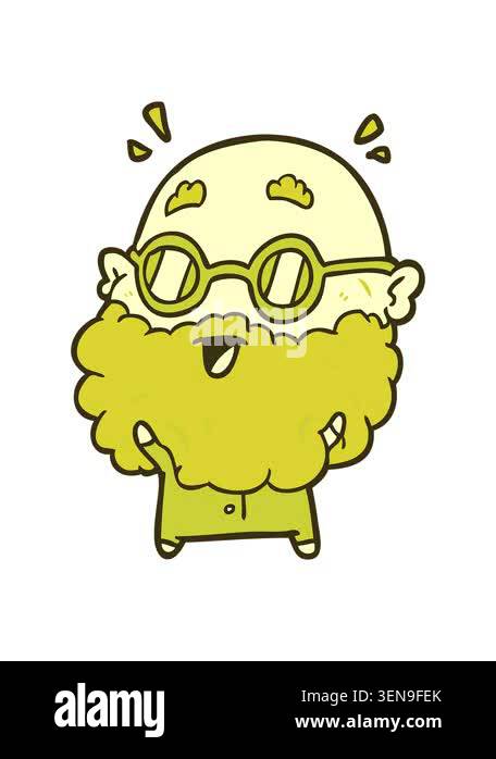 changing color animation of cute cartoon surprised old man Stock Video ...