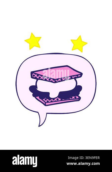 spinning stars animation of smore cartoon with speech bubble in comic ...