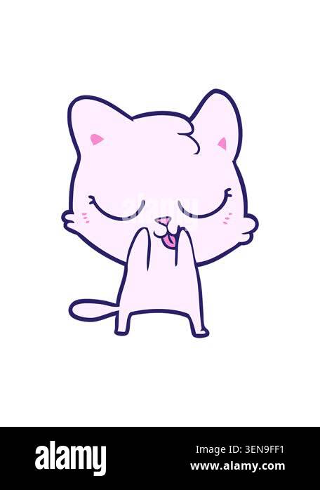 Cute cartoon cat character with closed eyes and outstretched paws ...