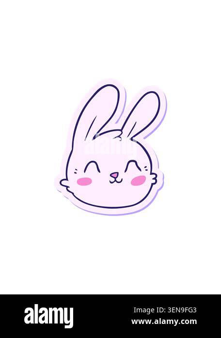 starburst effect animation of sticker of a cartoon rabbit face Stock ...