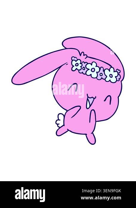 neon light effect animation of kawaii cute furry bunny Stock Video ...