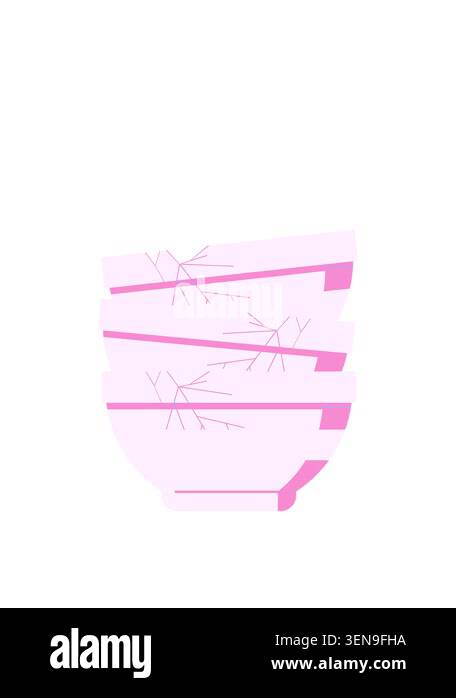 jumping motion animation of stack of cracked old bowls graphic vector ...