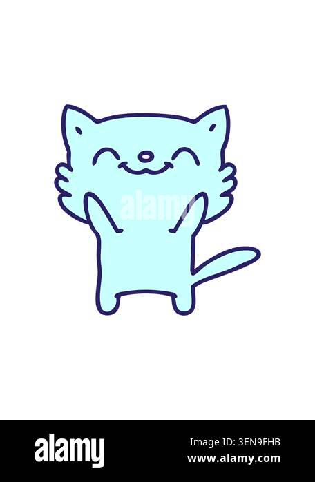 attention grabbing animation of cartoon of a happy little cat Stock ...