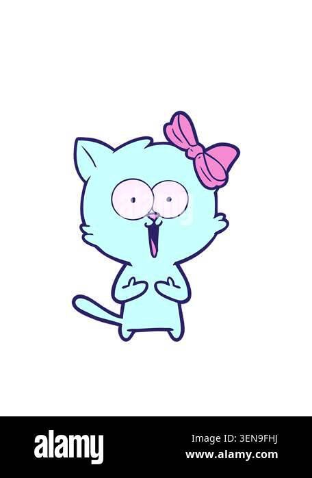 blinking radial lines animation of a cartoon kitten drawing Stock Video ...