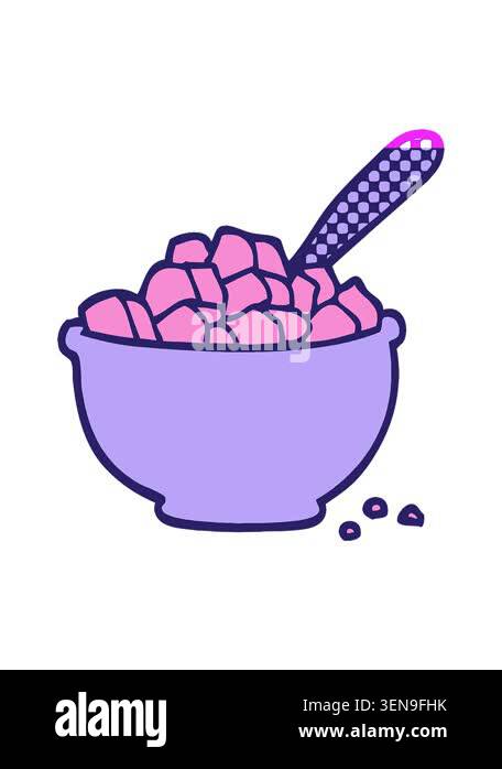 power up animation of cartoon doodle bowl of cereal Stock Video Footage ...
