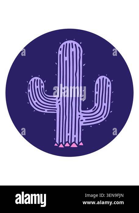 vibrating motion animation of iconic tattoo style of a cactus Stock ...