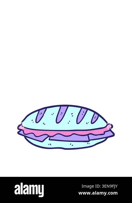 stretching up animation of cartoon chesse sandwich Stock Video Footage ...