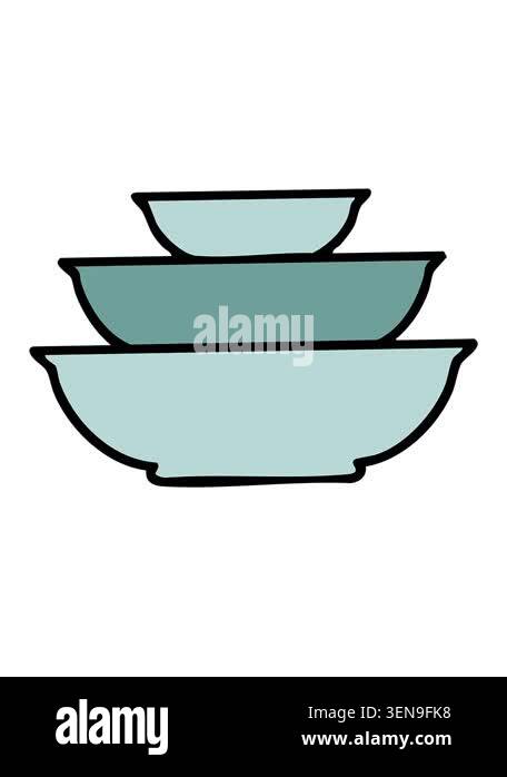 jiggle motion animation of stack of ceramic cooking bowls design Stock ...