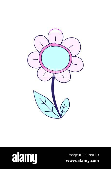 power up animation of hand drawn quirky cartoon daisy Stock Video ...