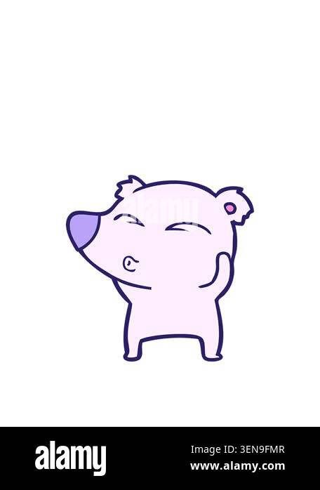 stretching up animation of cartoon of whistling bear Stock Video ...