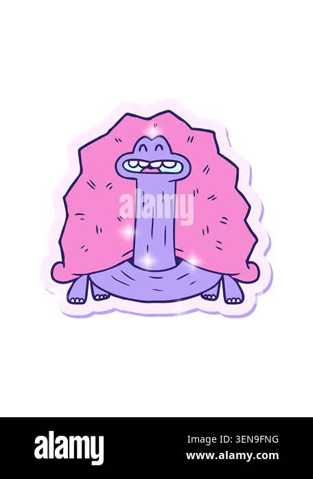 glitter effect animation of sticker of a funny cartoon turtle Stock ...