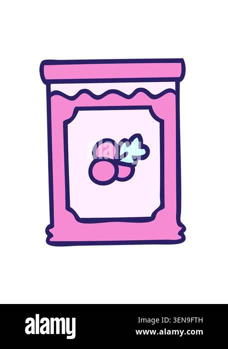 jiggle motion animation of hand drawn quirky cartoon blueberry jam ...