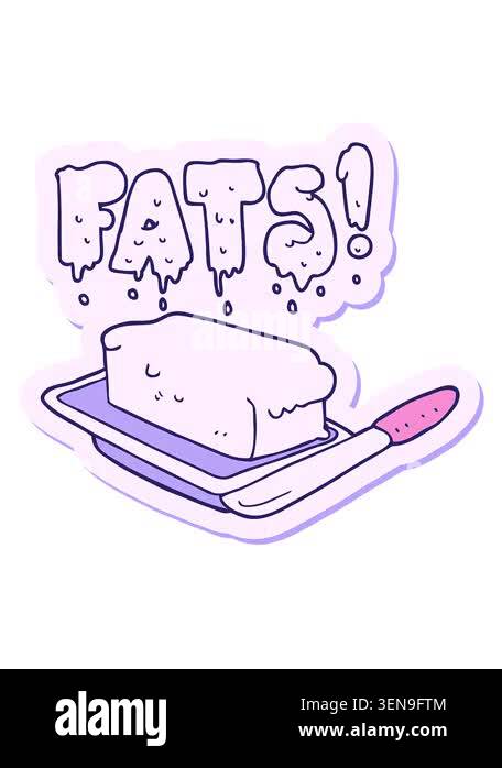jiggle motion animation of sticker of a cartoon butter fats Stock Video ...