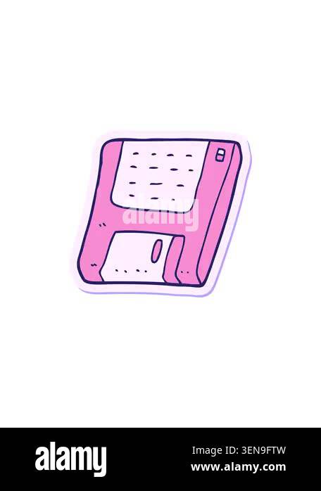 flashy sales animation of sticker of a cartoon old computer disk Stock ...