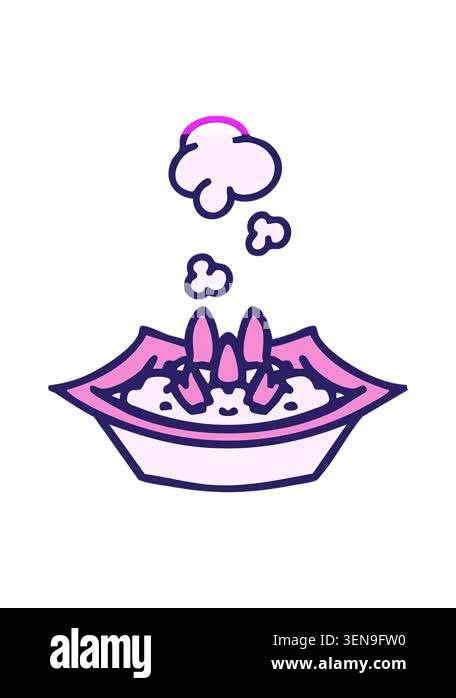 power up animation of a steaming rice dish in square bowl Stock Video ...
