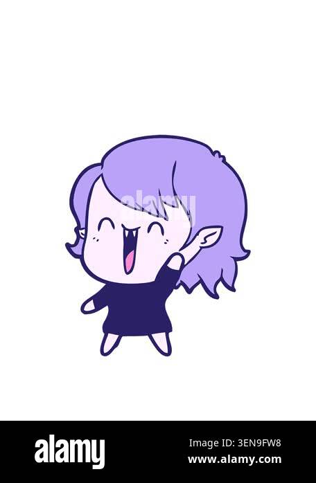 stretching up animation of cute cartoon happy vampire girl Stock Video ...