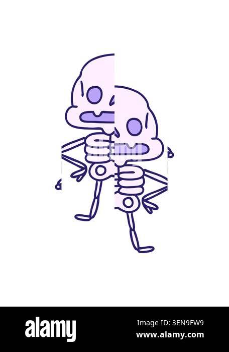 splitting motion animation of cartoon spooky skeleton of unparalleled ...