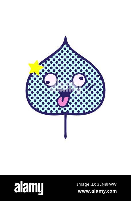 twinkling stars effect animation of cartoon of a expressional leaf ...