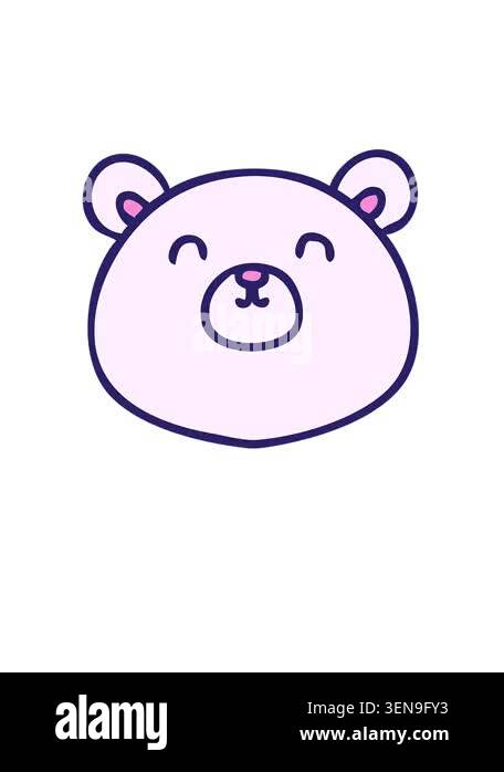 Simple cute bear face illustration with a happy expression on a plain ...