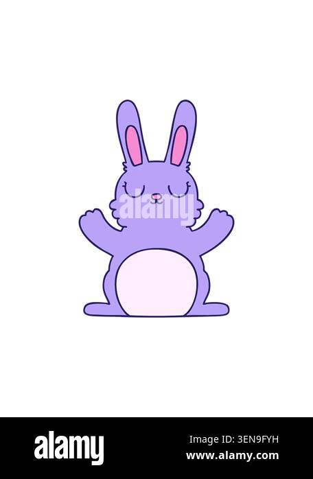 popping motion animation of hand drawn cartoon rabbit Stock Video ...