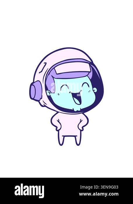 blinking radial lines animation of happy hand drawn astronaut Stock ...