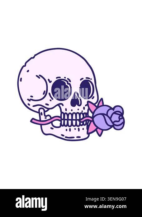 spinning motion animation of iconic tattoo style image of a skull and ...