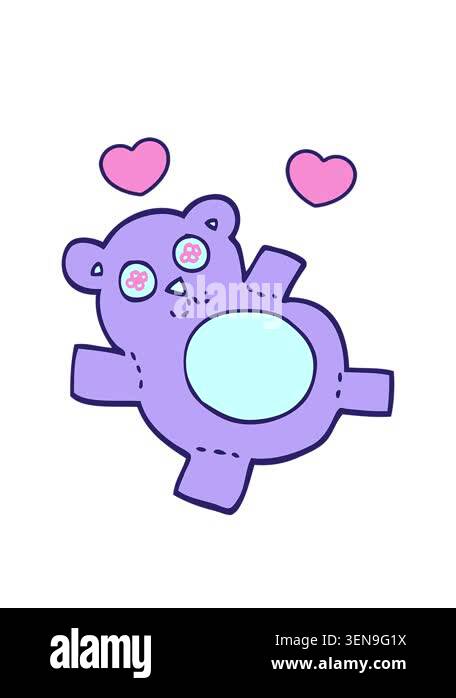 spinning hearts animation of hand drawn doodle style cartoon teddy bear ...