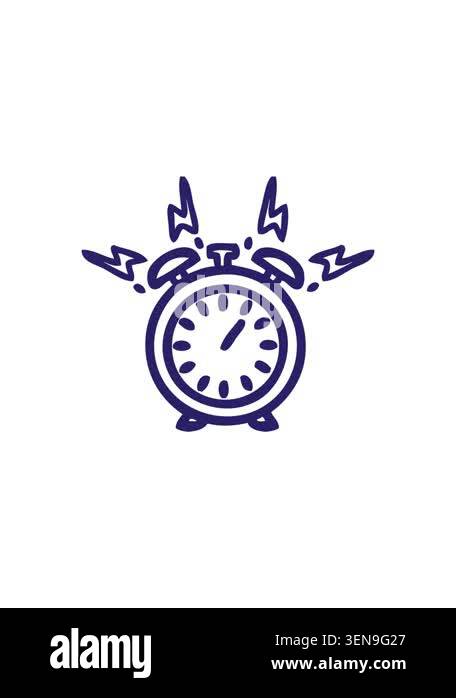 popping motion animation of line drawing cartoon of a ringing alarm ...