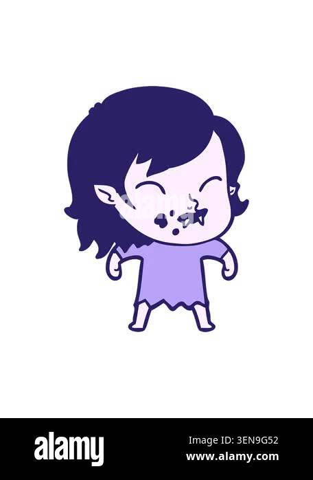 pixelize effect animation of cartoon vampire girl with blood on cheek ...