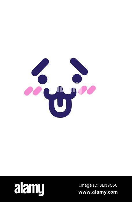 horizontally vibrating animation of cute blushing animal face icon ...