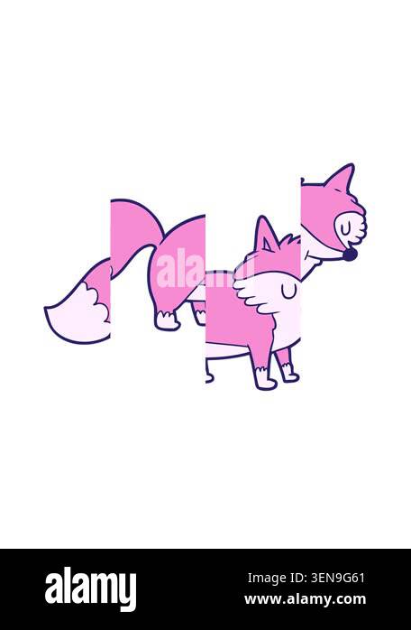 splitting motion animation of cartoon of a cute fox Stock Video Footage ...