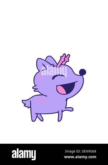 stretching up animation of freehand cartoon of cute red nosed reindeer ...