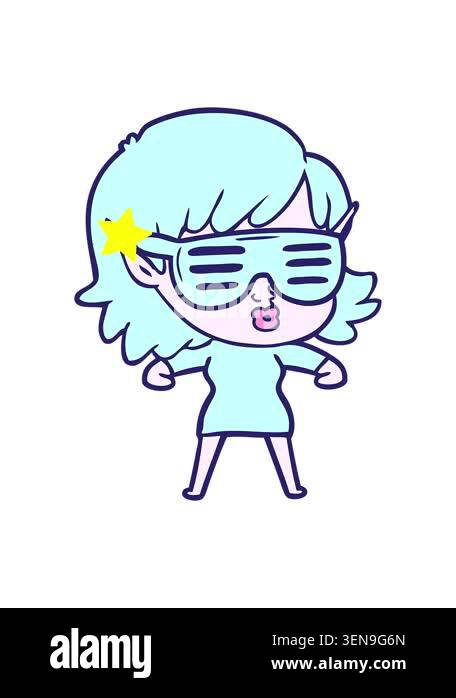twinkling stars effect animation of pretty cartoon elf girl Stock Video ...