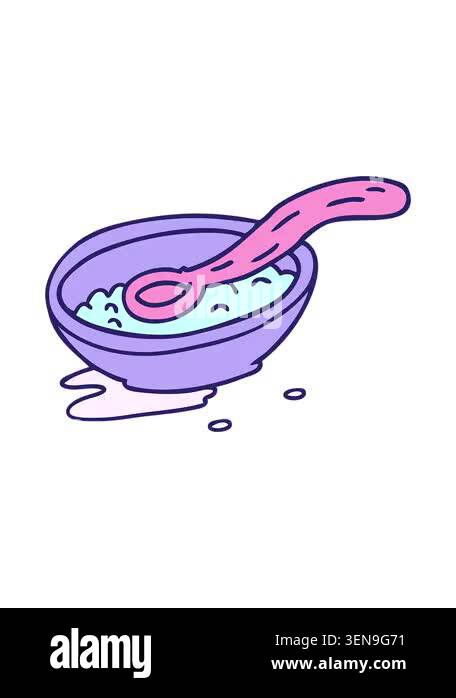 pixelize effect animation of cartoon doodle of a cereal bowl Stock ...