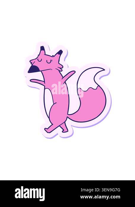 pressure popping animation of sticker of a cartoon fox Stock Video ...