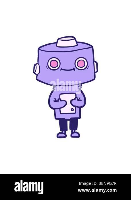 pixelize effect animation of hand drawn cartoon robot Stock Video ...
