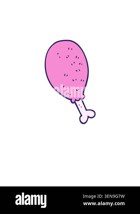 rise and float animation of cartoon doodle cooked chicken leg Stock ...