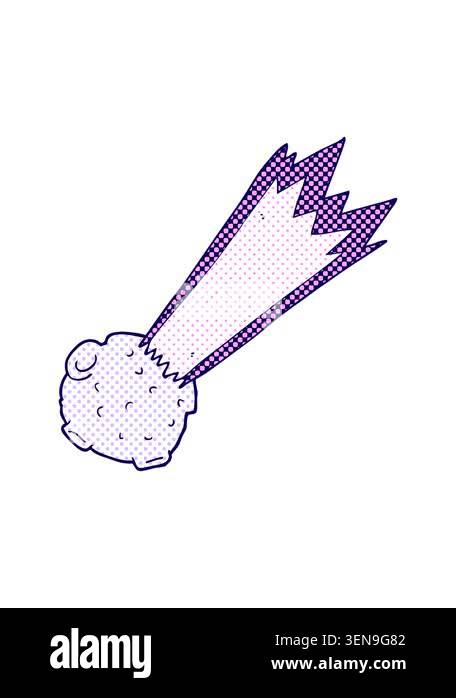 neon light effect animation of freehand drawn cartoon meteor Stock ...