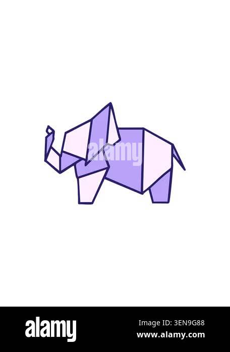 flashy sales animation of a japanese folded paper origami elephant ...