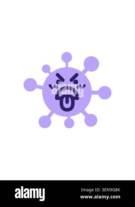 splitting effect animation of disgusted virus sticking out tongue Stock ...