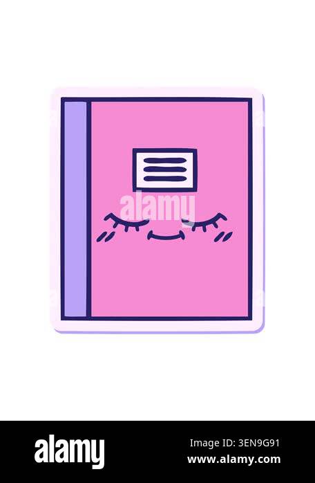 attention grabbing animation of sticker of a cute cartoon notebook ...