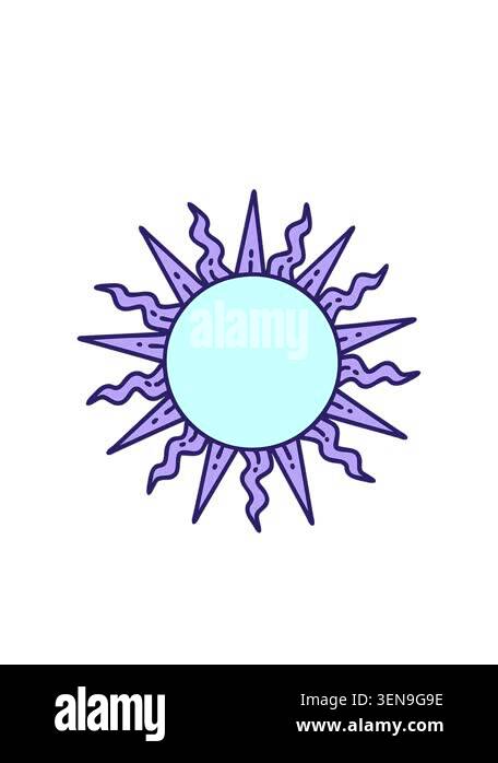 blinking radial lines animation of classic tattoo style image of a sun ...