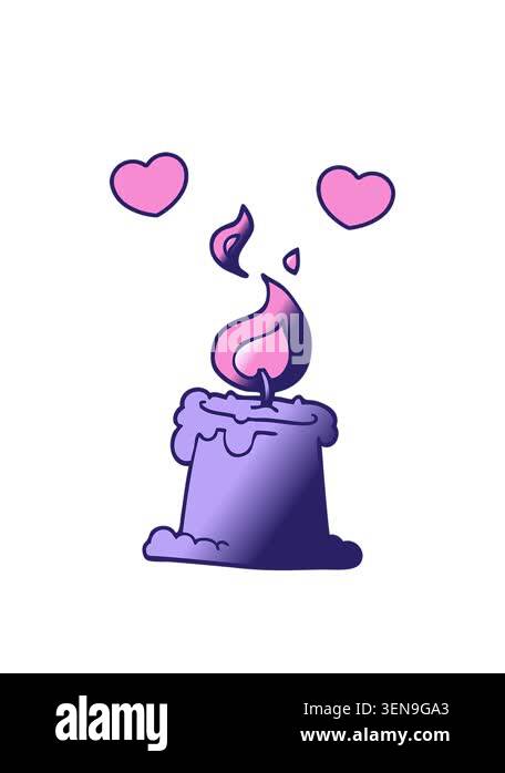 spinning hearts animation of cartoon doodle lit candle Stock Video ...