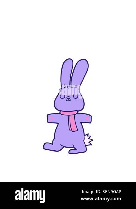 stretching up animation of cartoon rabbit Stock Video Footage - Alamy
